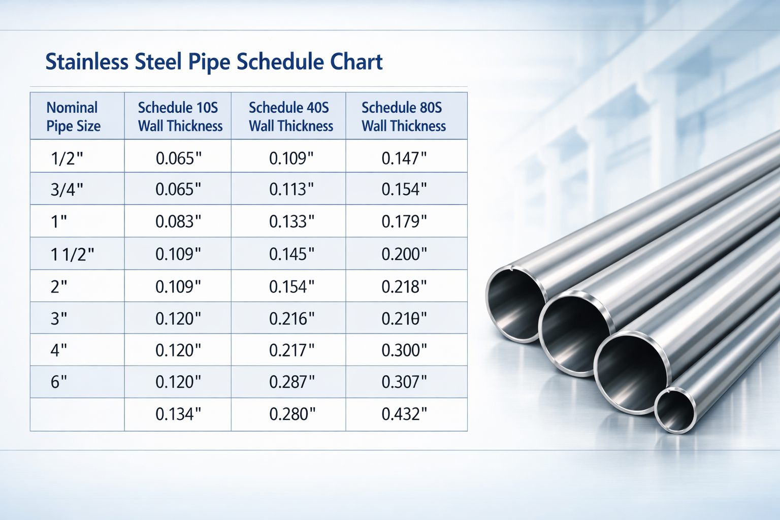 Pipe Schedule Chart Stainless Steel | Complete Guide